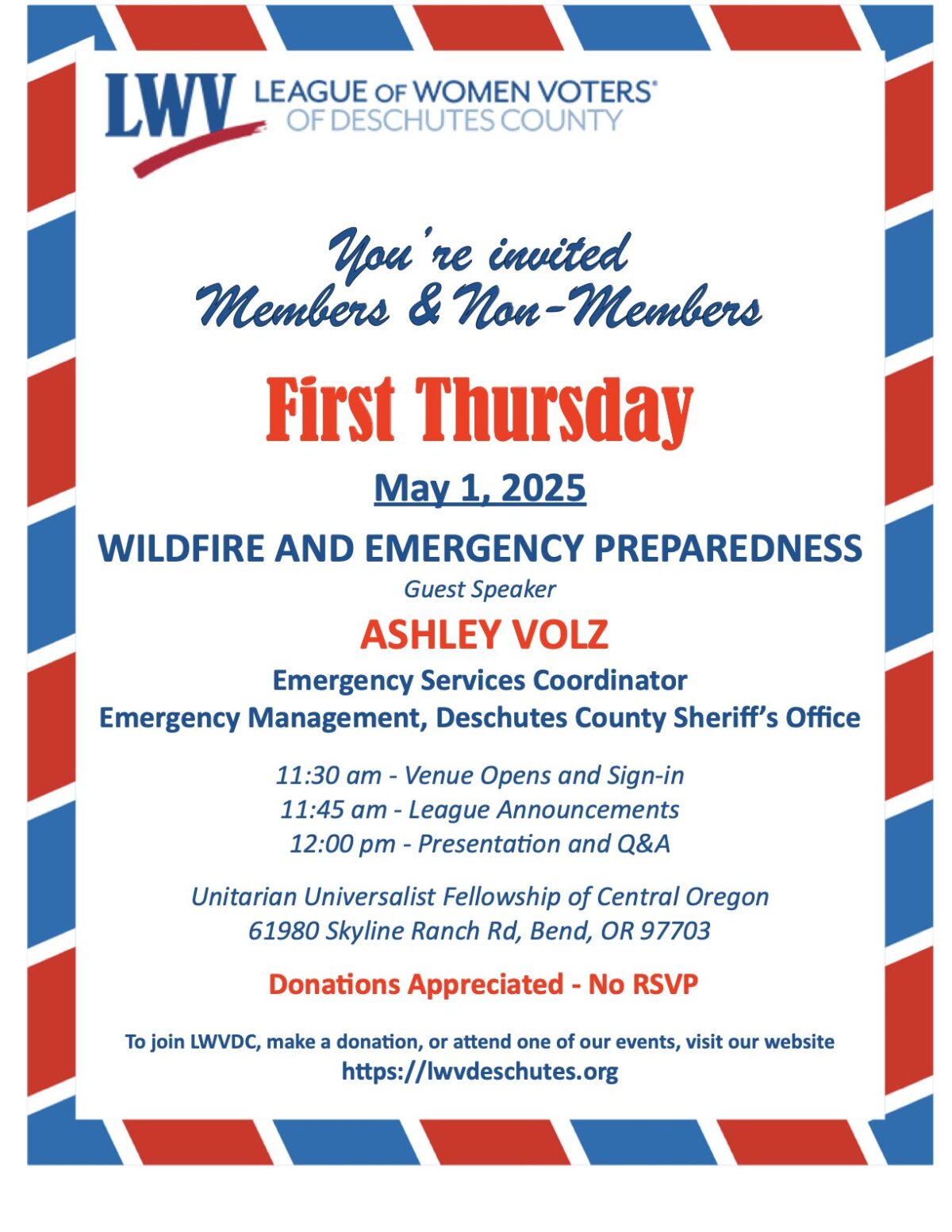 LWVDC First Thursday – Wildfire and Emergency Preparedness – KTVZ Events